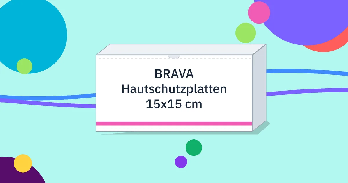 Symbolbild: Packung mit der Aufschrift BRAVA Hautschutzplatten 15x15 cm (PZN 15564205) – Verfügbarkeit und Bezug in Apotheken in Frankfurt am Main