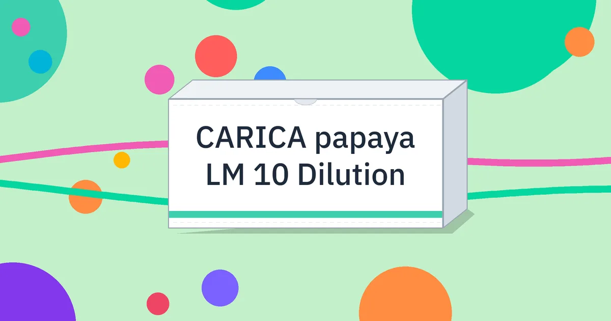 Symbolbild: Packung mit der Aufschrift CARICA papaya LM 10 Dilution (PZN 13430541) – Verfügbarkeit und Bezug in Apotheken in Frankfurt am Main