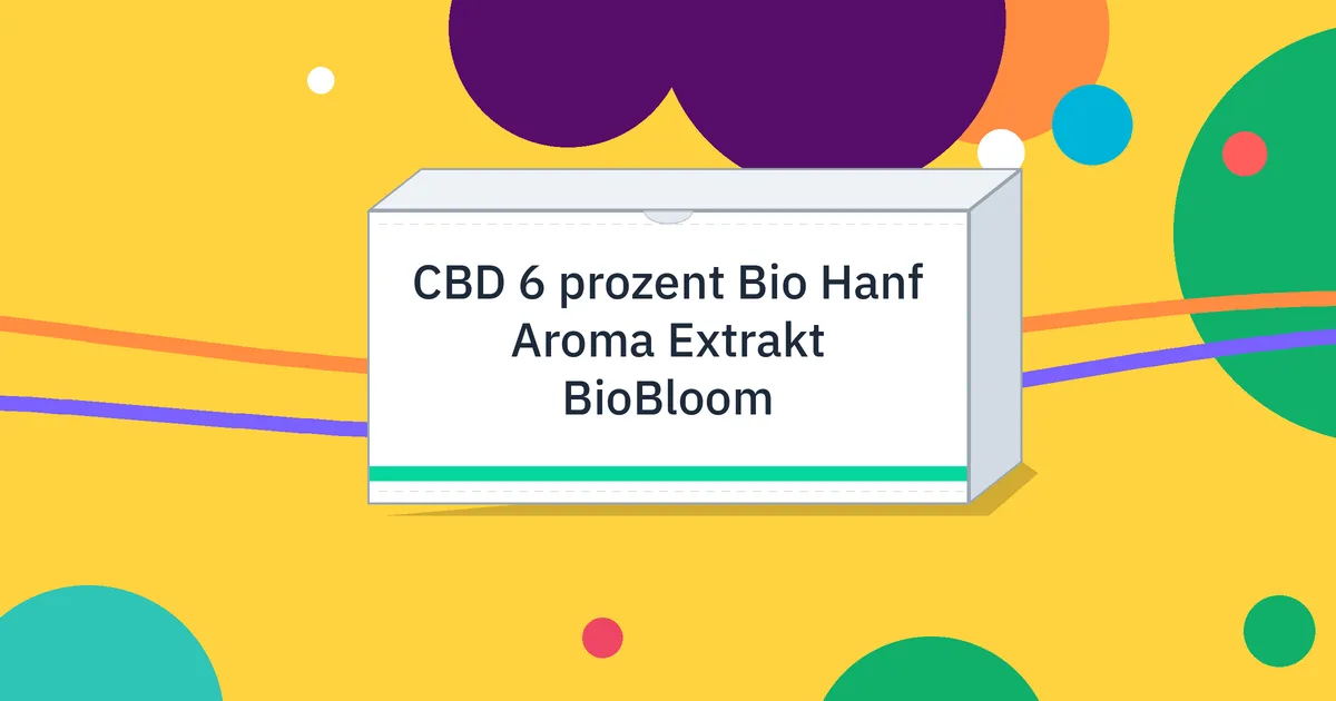 Symbolbild: Packung mit der Aufschrift CBD 6 prozent Bio Hanf Aroma Extrakt BioBloom (PZN 16871702) – Verfügbarkeit und Bezug in Apotheken in Frankfurt am Main