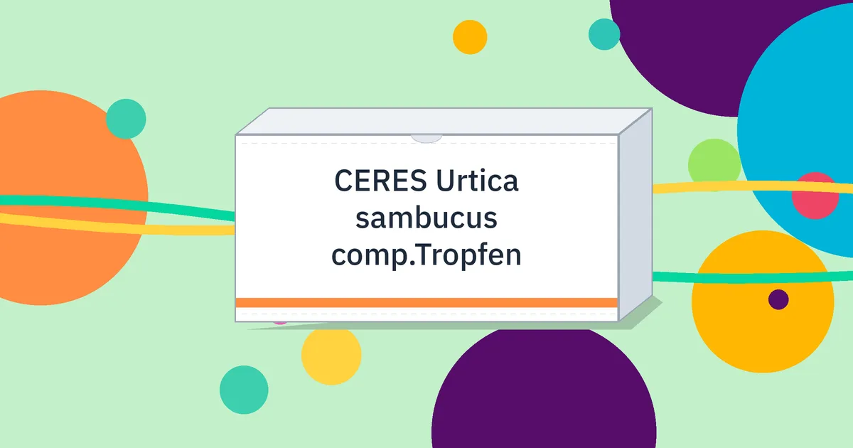 Symbolbild: Packung mit der Aufschrift CERES Urtica sambucus comp.Tropfen (PZN 00575166) – Verfügbarkeit und Bezug in Apotheken in Frankfurt am Main