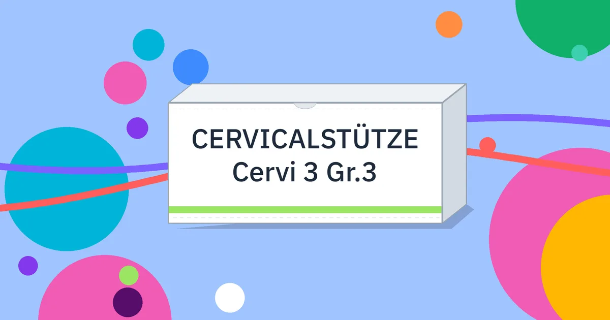 Symbolbild: Packung mit der Aufschrift CERVICALSTÜTZE Cervi 3 Gr.3 (PZN 05043652) – Verfügbarkeit und Bezug in Apotheken in Frankfurt am Main