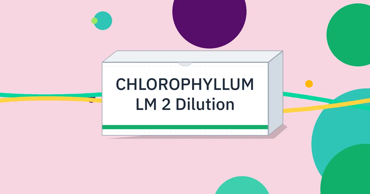 Symbolbild: Packung mit der Aufschrift CHLOROPHYLLUM LM 2 Dilution (PZN 13444885) – Verfügbarkeit und Bezug in Apotheken in Frankfurt am Main