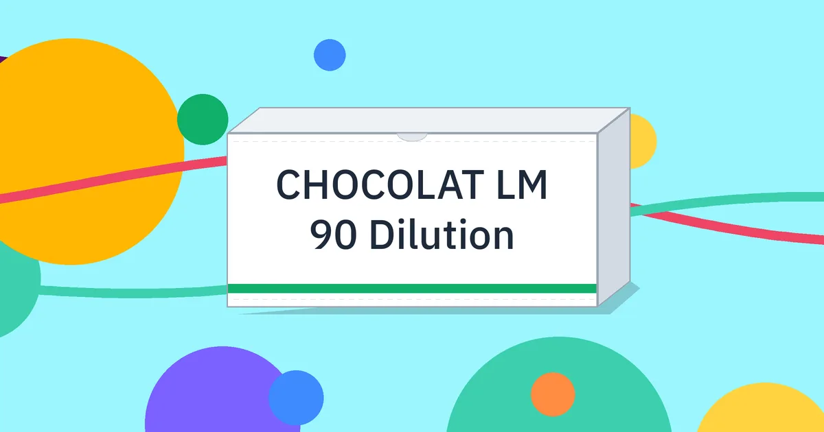 Symbolbild: Packung mit der Aufschrift CHOCOLAT LM 90 Dilution (PZN 12817189) – Verfügbarkeit und Bezug in Apotheken in Frankfurt am Main