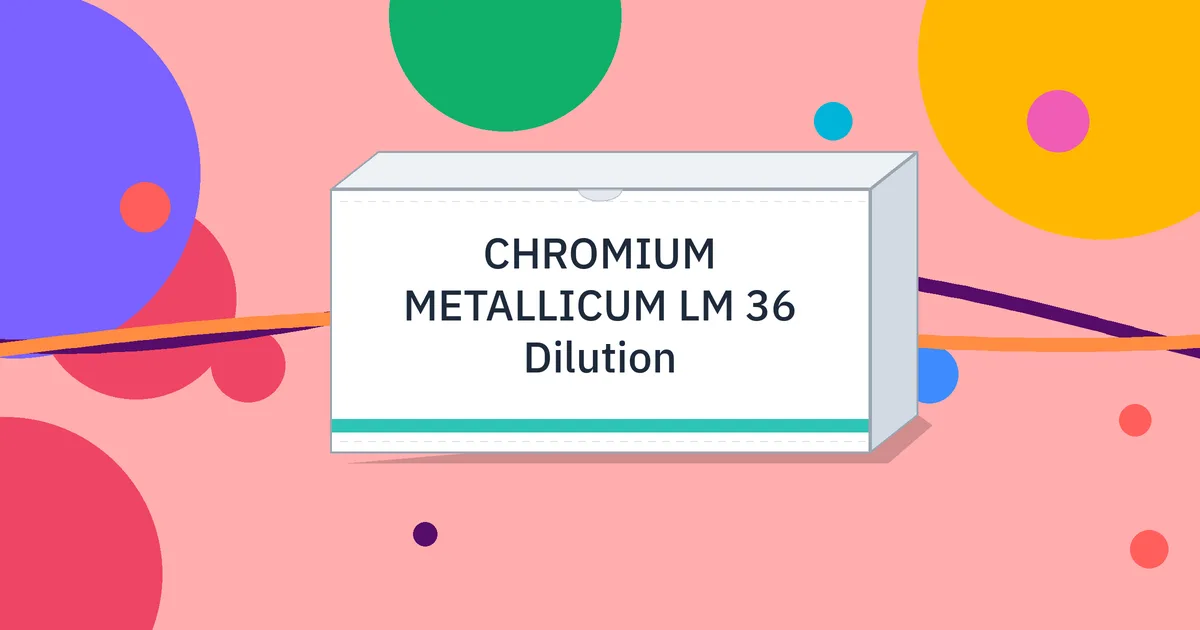 Symbolbild: Packung mit der Aufschrift CHROMIUM METALLICUM LM 36 Dilution (PZN 12818042) – Verfügbarkeit und Bezug in Apotheken in Frankfurt am Main