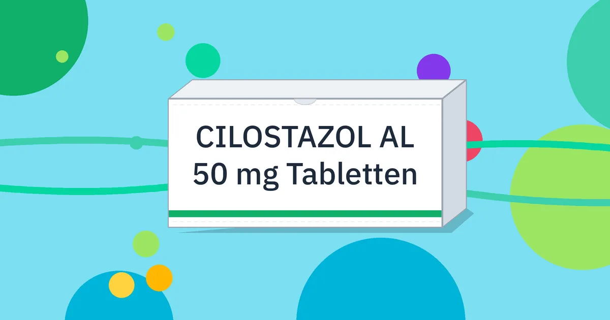 Symbolbild: Packung mit der Aufschrift CILOSTAZOL AL 50 mg Tabletten (PZN 10320697) – Verfügbarkeit und Bezug in Apotheken in Frankfurt am Main
