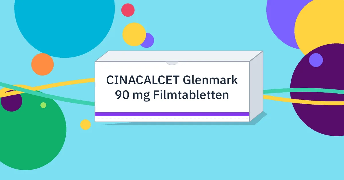 Symbolbild: Packung mit der Aufschrift CINACALCET Glenmark 90 mg Filmtabletten (PZN 16038973) – Verfügbarkeit und Bezug in Apotheken in Frankfurt am Main