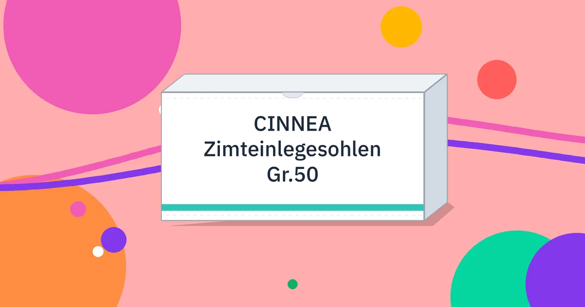 Symbolbild: Packung mit der Aufschrift CINNEA Zimteinlegesohlen Gr.50 (PZN 01910885) – Verfügbarkeit und Bezug in Apotheken in Frankfurt am Main