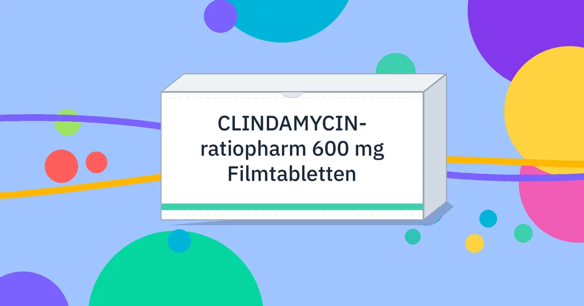 Symbolbild: Packung mit der Aufschrift CLINDAMYCIN-ratiopharm 600 mg Filmtabletten (PZN 09739758) – Verfügbarkeit und Bezug in Apotheken in Frankfurt am Main