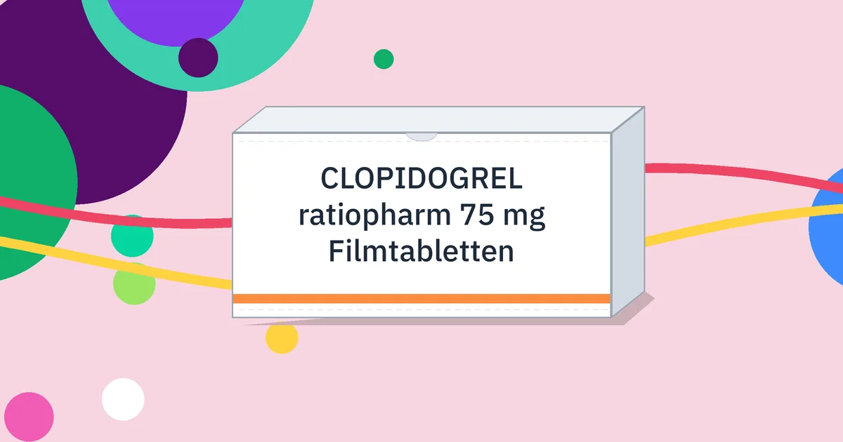 Symbolbild: Packung mit der Aufschrift CLOPIDOGREL ratiopharm 75 mg Filmtabletten (PZN 10946333) – Verfügbarkeit und Bezug in Apotheken in Frankfurt am Main