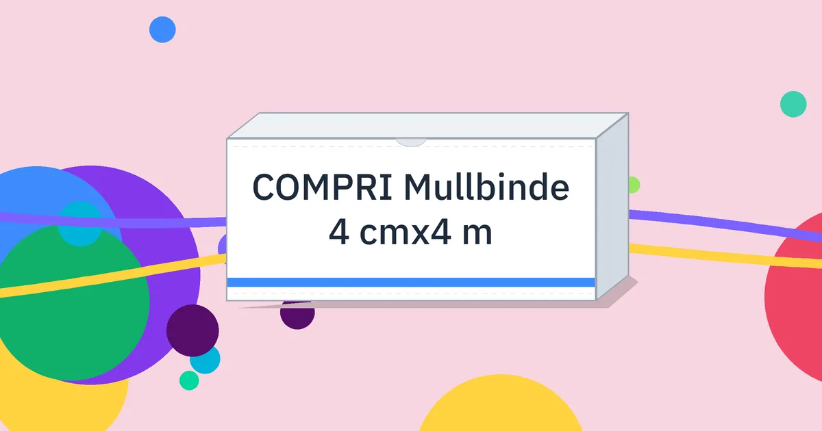 Symbolbild: Packung mit der Aufschrift COMPRI Mullbinde 4 cmx4 m (PZN 04949669) – Verfügbarkeit und Bezug in Apotheken in Frankfurt am Main
