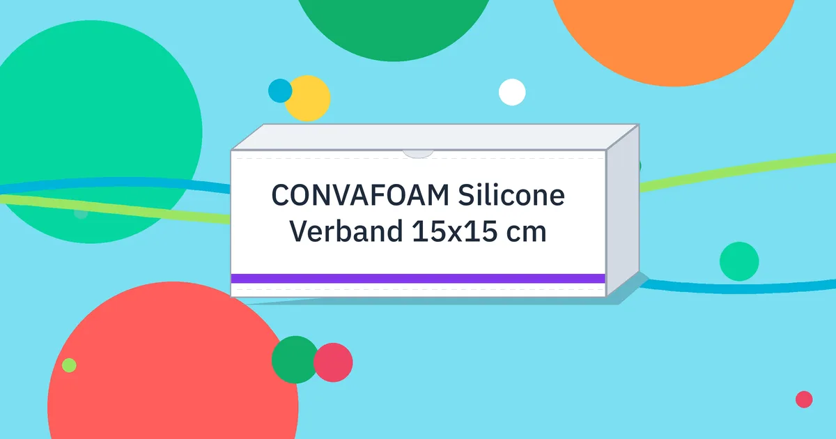 Symbolbild: Packung mit der Aufschrift CONVAFOAM Silicone Verband 15x15 cm (PZN 20290224) – Verfügbarkeit und Bezug in Apotheken in Frankfurt am Main