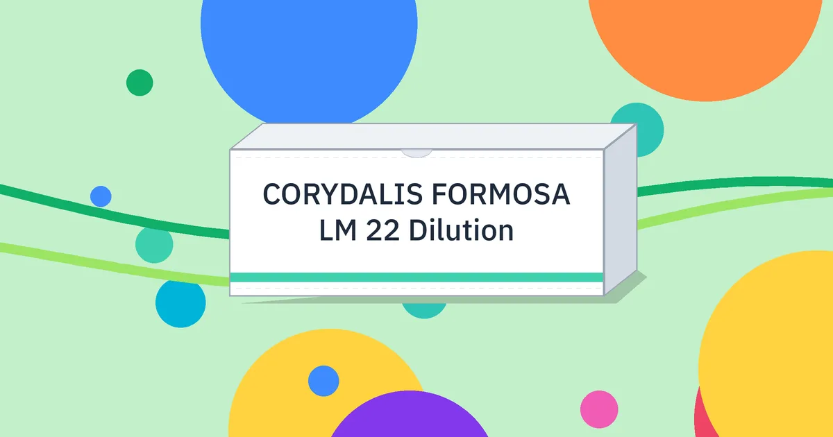 Symbolbild: Packung mit der Aufschrift CORYDALIS FORMOSA LM 22 Dilution (PZN 13454116) – Verfügbarkeit und Bezug in Apotheken in Frankfurt am Main