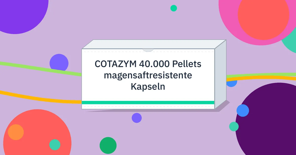 Symbolbild: Packung mit der Aufschrift COTAZYM 40.000 Pellets magensaftresistente Kapseln (PZN 00436476) – Verfügbarkeit und Bezug in Apotheken in Frankfurt am Main