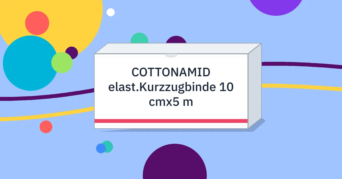 Symbolbild: Packung mit der Aufschrift COTTONAMID elast.Kurzzugbinde 10 cmx5 m (PZN 03046899) – Verfügbarkeit und Bezug in Apotheken in Frankfurt am Main