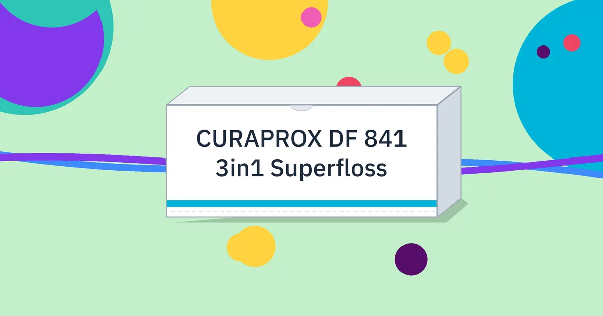 Symbolbild: Packung mit der Aufschrift CURAPROX DF 841 3in1 Superfloss (PZN 08746710) – Verfügbarkeit und Bezug in Apotheken in Frankfurt am Main