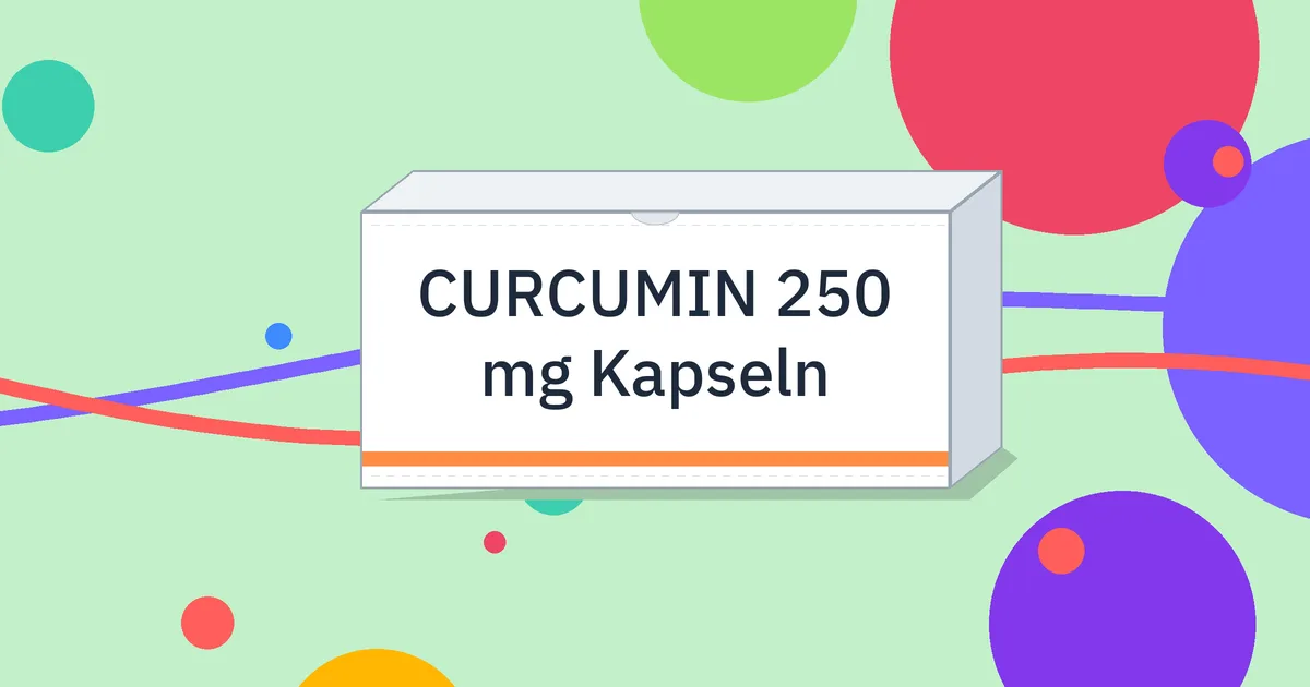 Symbolbild: Packung mit der Aufschrift CURCUMIN 250 mg Kapseln (PZN 10210810) – Verfügbarkeit und Bezug in Apotheken in Frankfurt am Main