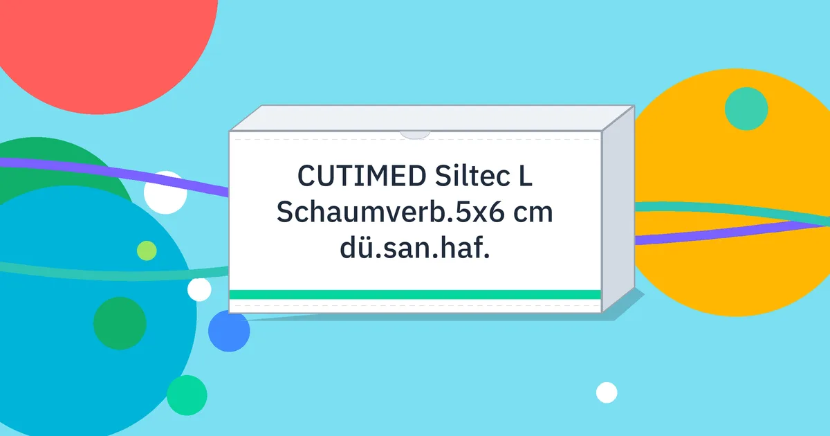 Symbolbild: Packung mit der Aufschrift CUTIMED Siltec L Schaumverb.5x6 cm dü.san.haf. (PZN 16828534) – Verfügbarkeit und Bezug in Apotheken in Frankfurt am Main