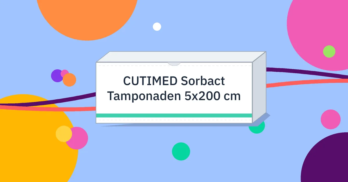 Symbolbild: Packung mit der Aufschrift CUTIMED Sorbact Tamponaden 5x200 cm (PZN 13881083) – Verfügbarkeit und Bezug in Apotheken in Frankfurt am Main