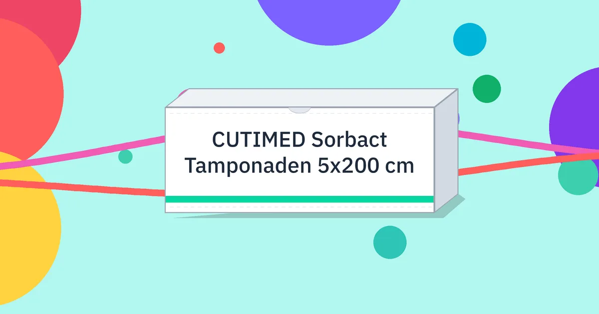 Symbolbild: Packung mit der Aufschrift CUTIMED Sorbact Tamponaden 5x200 cm (PZN 16027248) – Verfügbarkeit und Bezug in Apotheken in Frankfurt am Main