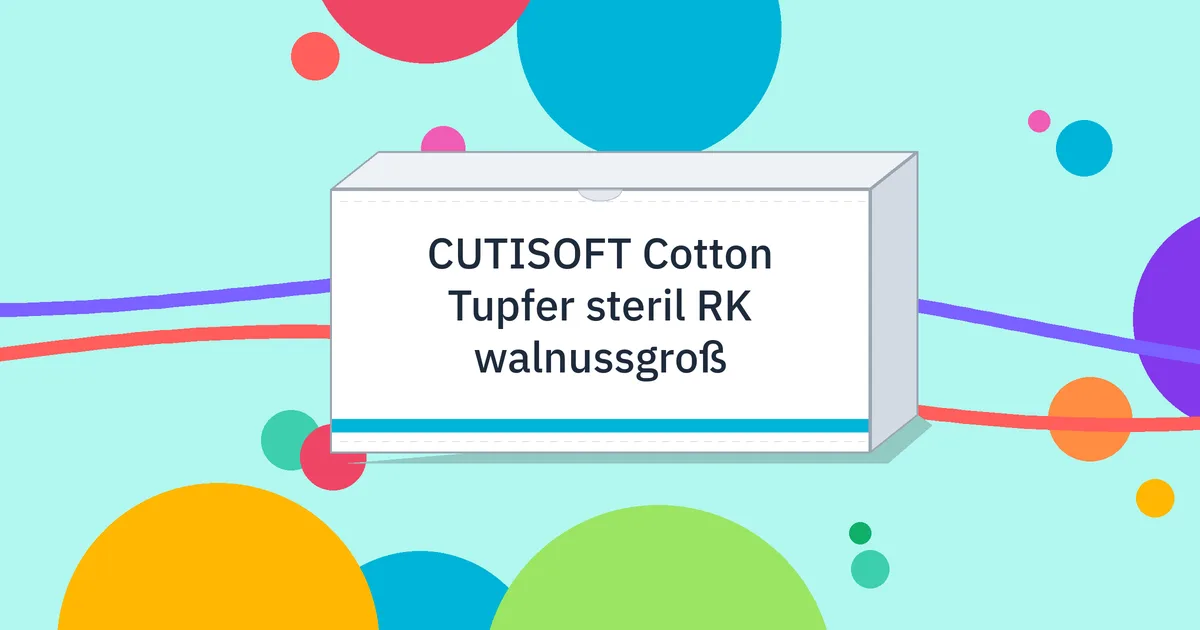 Symbolbild: Packung mit der Aufschrift CUTISOFT Cotton Tupfer steril RK walnussgroß (PZN 03900052) – Verfügbarkeit und Bezug in Apotheken in Frankfurt am Main