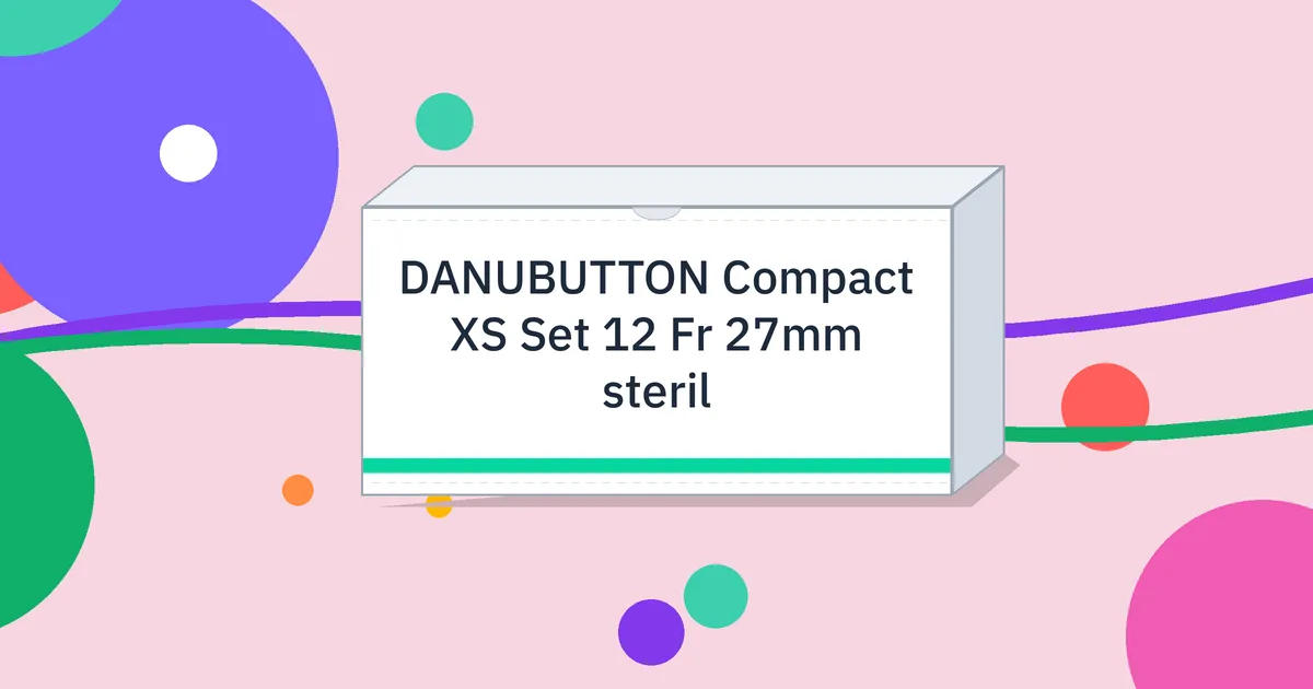 Symbolbild: Packung mit der Aufschrift DANUBUTTON Compact XS Set 12 Fr 27mm steril (PZN 19852527) – Verfügbarkeit und Bezug in Apotheken in Frankfurt am Main