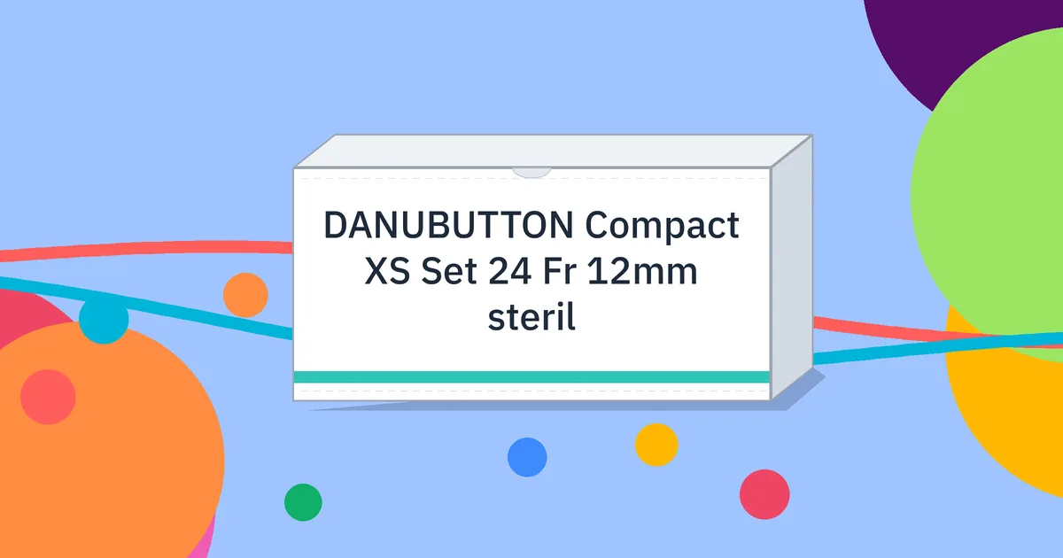 Symbolbild: Packung mit der Aufschrift DANUBUTTON Compact XS Set 24 Fr 12mm steril (PZN 19853320) – Verfügbarkeit und Bezug in Apotheken in Frankfurt am Main