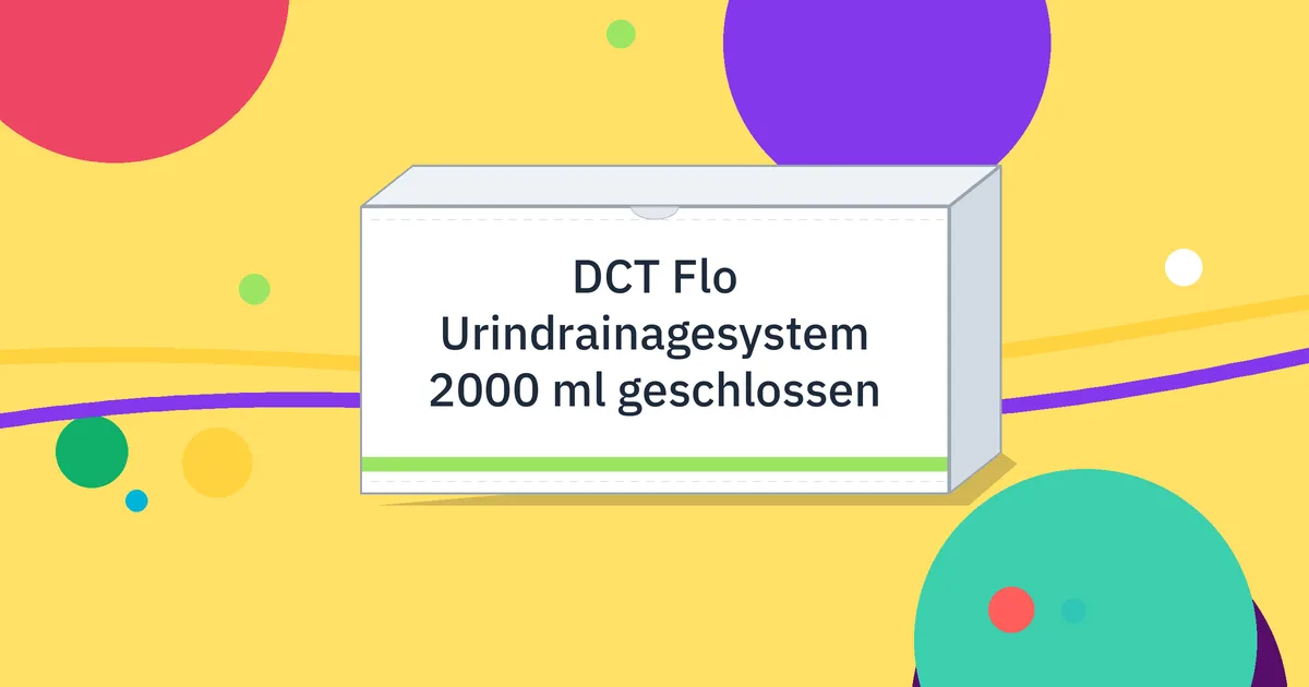 Symbolbild: Packung mit der Aufschrift DCT Flo Urindrainagesystem 2000 ml geschlossen (PZN 01632239) – Verfügbarkeit und Bezug in Apotheken in Frankfurt am Main