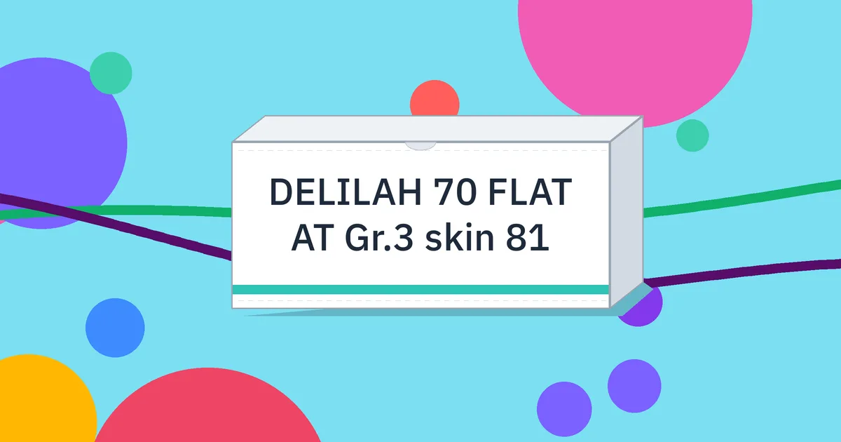 Symbolbild: Packung mit der Aufschrift DELILAH 70 FLAT AT Gr.3 skin 81 (PZN 13848275) – Verfügbarkeit und Bezug in Apotheken in Frankfurt am Main