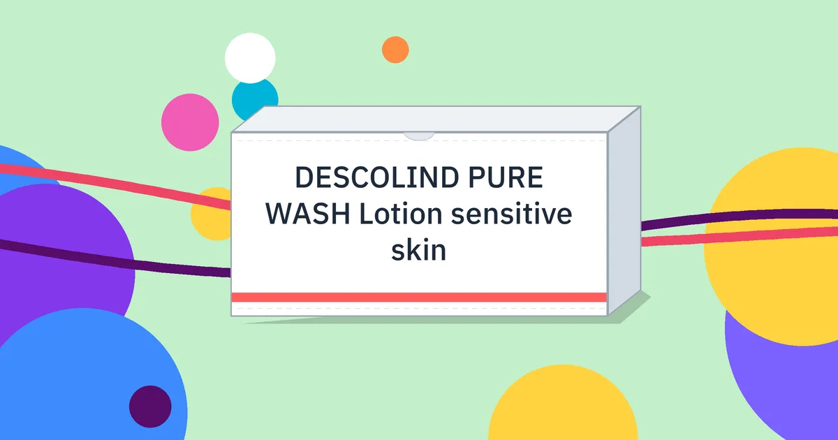 Symbolbild: Packung mit der Aufschrift DESCOLIND PURE WASH Lotion sensitive skin (PZN 16674924) – Verfügbarkeit und Bezug in Apotheken in Frankfurt am Main
