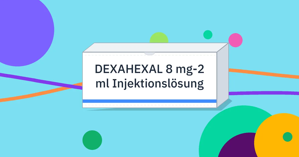 Symbolbild: Packung mit der Aufschrift DEXAHEXAL 8 mg-2 ml Injektionslösung (PZN 01276945) – Verfügbarkeit und Bezug in Apotheken in Frankfurt am Main