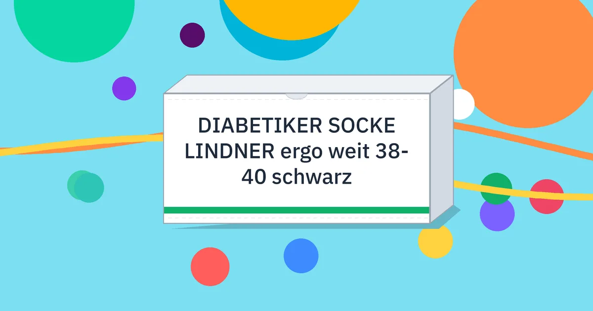 Symbolbild: Packung mit der Aufschrift DIABETIKER SOCKE LINDNER ergo weit 38-40 schwarz (PZN 11124722) – Verfügbarkeit und Bezug in Apotheken in Frankfurt am Main
