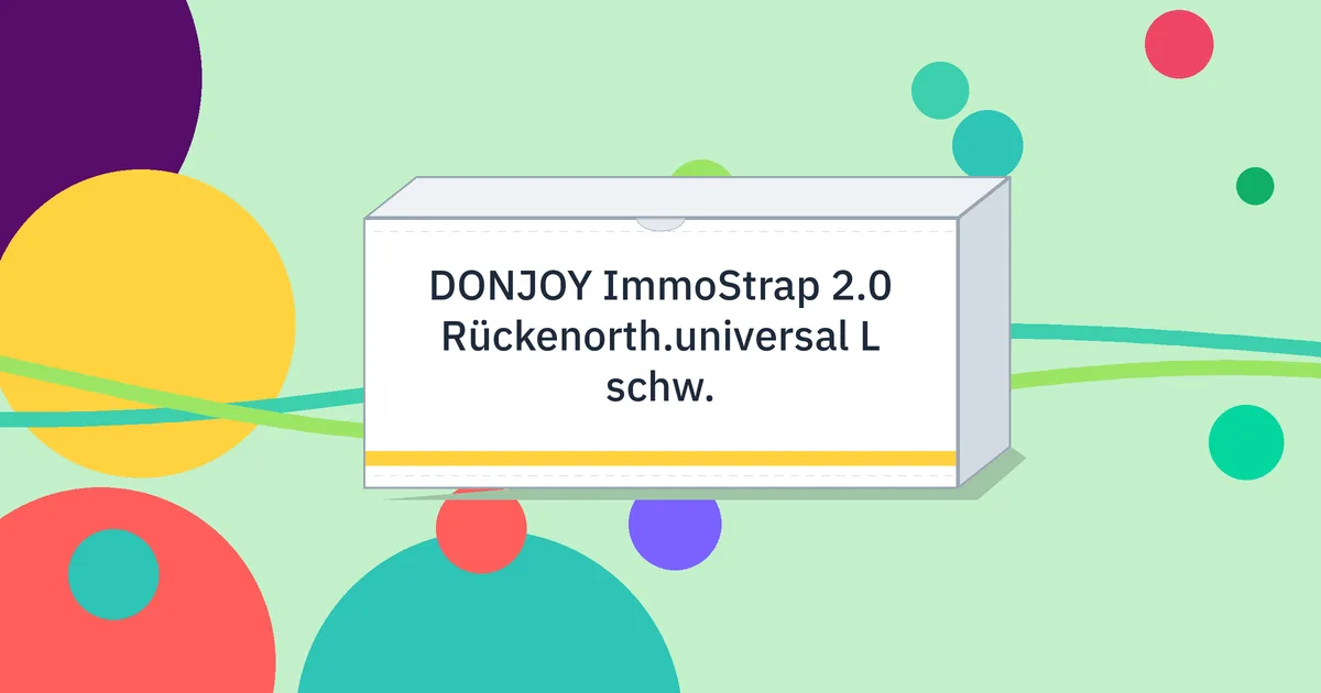 Symbolbild: Packung mit der Aufschrift DONJOY ImmoStrap 2.0 Rückenorth.universal L schw. (PZN 20571087) – Verfügbarkeit und Bezug in Apotheken in Frankfurt am Main