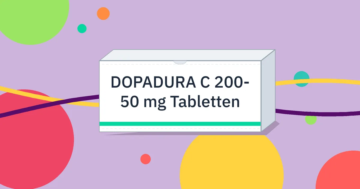Symbolbild: Packung mit der Aufschrift DOPADURA C 200-50 mg Tabletten (PZN 03473667) – Verfügbarkeit und Bezug in Apotheken in Frankfurt am Main