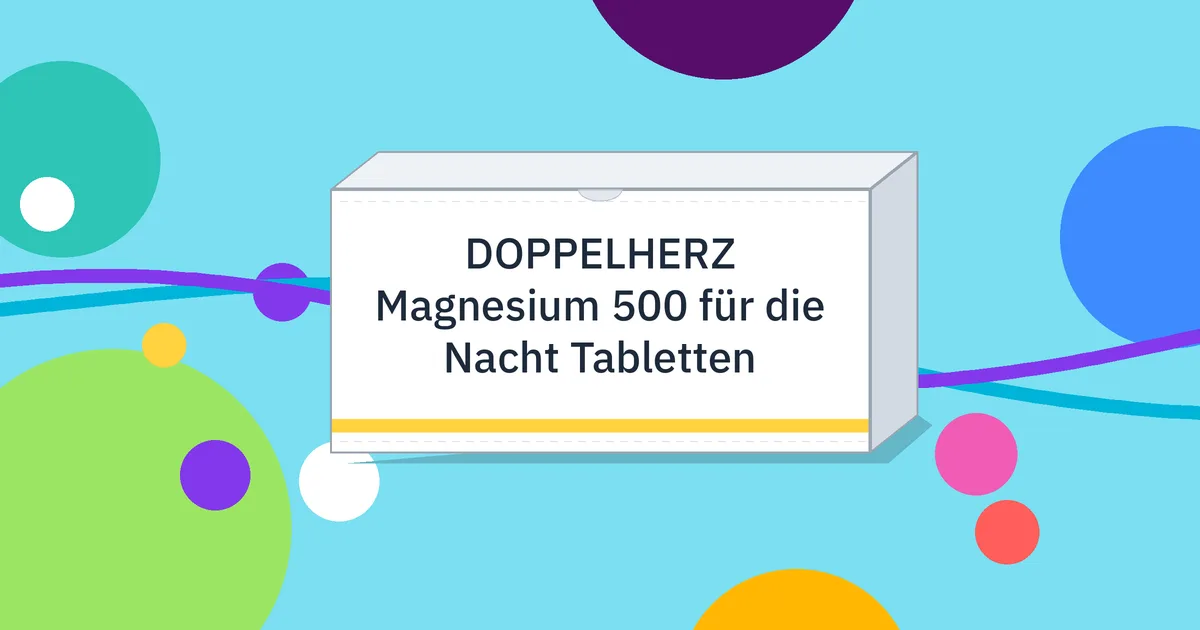 Symbolbild: Packung mit der Aufschrift DOPPELHERZ Magnesium 500 für die Nacht Tabletten (PZN 18380925) – Verfügbarkeit und Bezug in Apotheken in Frankfurt am Main
