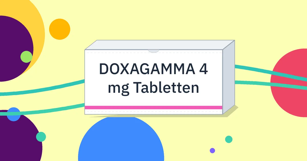 Symbolbild: Packung mit der Aufschrift DOXAGAMMA 4 mg Tabletten (PZN 00947343) – Verfügbarkeit und Bezug in Apotheken in Frankfurt am Main