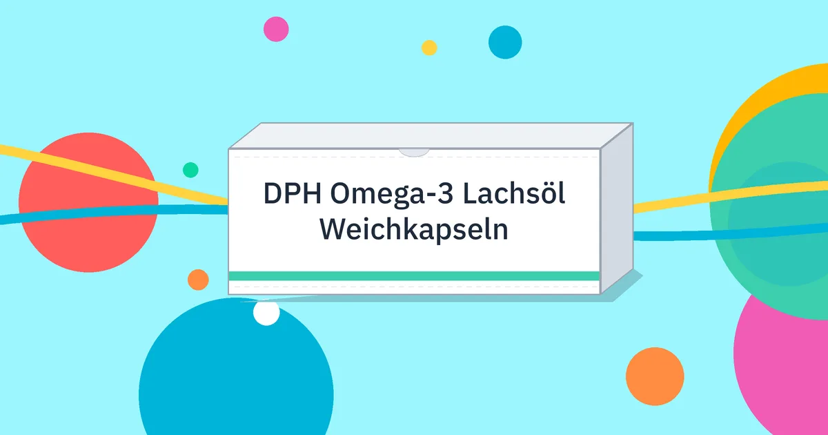 Symbolbild: Packung mit der Aufschrift DPH Omega-3 Lachsöl Weichkapseln (PZN 20580471) – Verfügbarkeit und Bezug in Apotheken in Frankfurt am Main