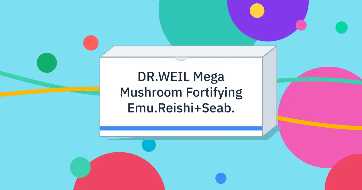 Symbolbild: Packung mit der Aufschrift DR.WEIL Mega Mushroom Fortifying Emu.Reishi+Seab. (PZN 18863339) – Verfügbarkeit und Bezug in Apotheken in Frankfurt am Main