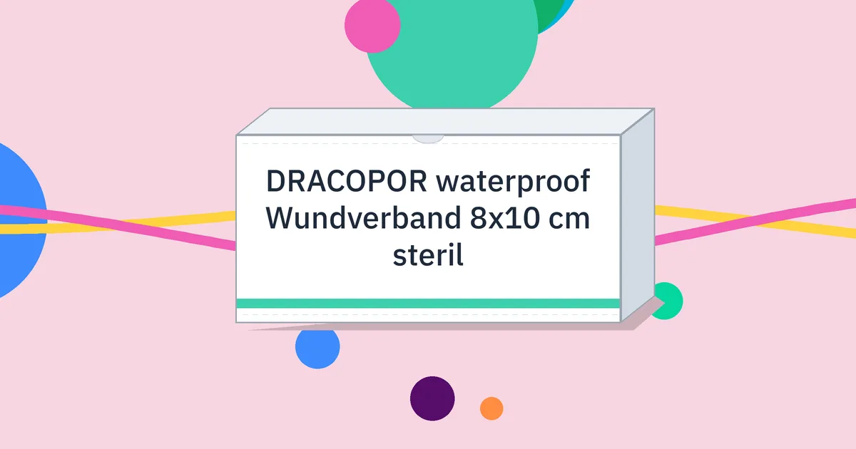 Symbolbild: Packung mit der Aufschrift DRACOPOR waterproof Wundverband 8x10 cm steril (PZN 00114264) – Verfügbarkeit und Bezug in Apotheken in Frankfurt am Main