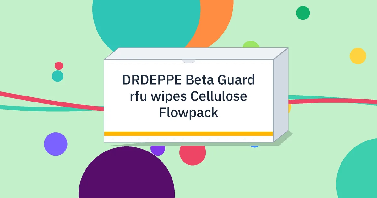Symbolbild: Packung mit der Aufschrift DRDEPPE Beta Guard rfu wipes Cellulose Flowpack (PZN 19691716) – Verfügbarkeit und Bezug in Apotheken in Frankfurt am Main