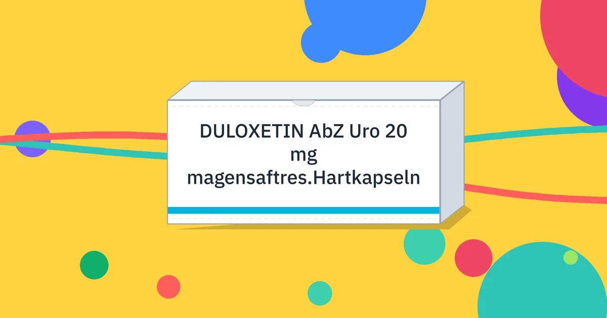 Symbolbild: Packung mit der Aufschrift DULOXETIN AbZ Uro 20 mg magensaftres.Hartkapseln (PZN 16599795) – Verfügbarkeit und Bezug in Apotheken in Frankfurt am Main