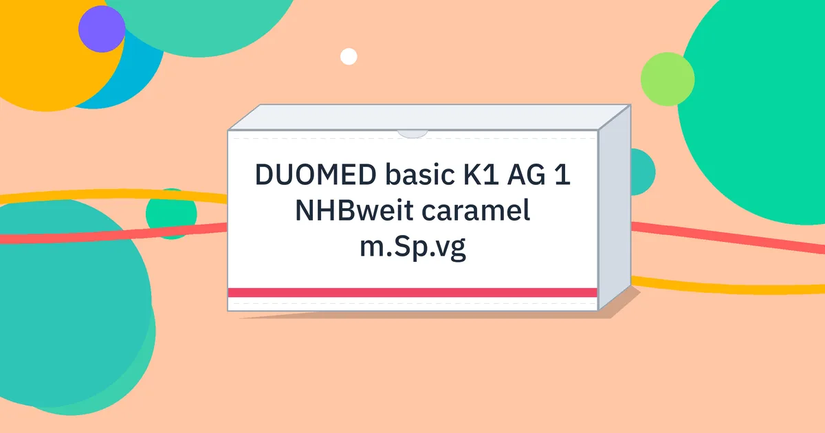 Symbolbild: Packung mit der Aufschrift DUOMED basic K1 AG 1 NHBweit caramel m.Sp.vg (PZN 20905648) – Verfügbarkeit und Bezug in Apotheken in Frankfurt am Main
