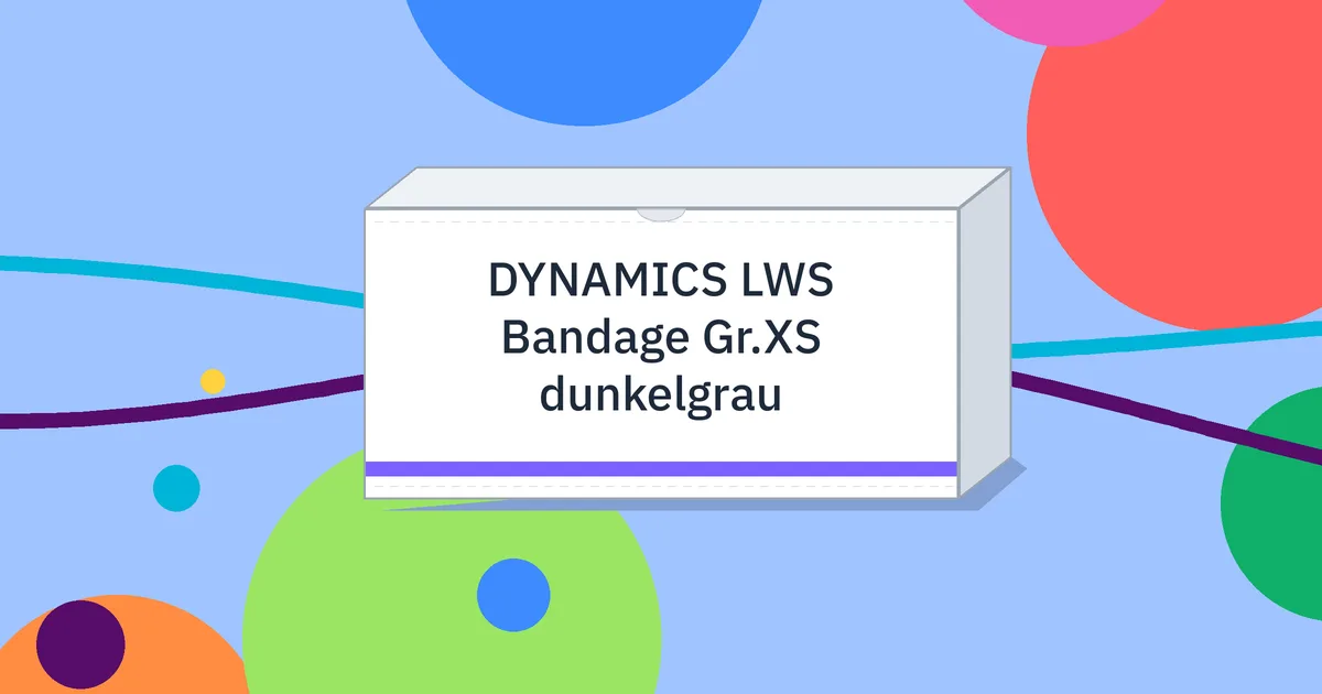 Symbolbild: Packung mit der Aufschrift DYNAMICS LWS Bandage Gr.XS dunkelgrau (PZN 12400414) – Verfügbarkeit und Bezug in Apotheken in Frankfurt am Main