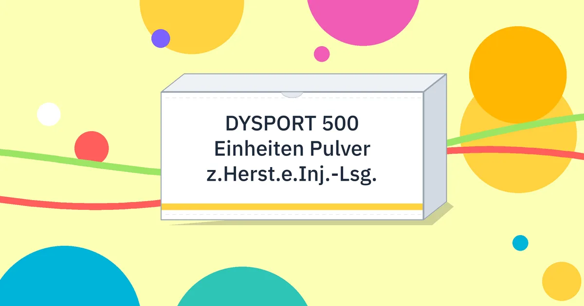 Symbolbild: Packung mit der Aufschrift DYSPORT 500 Einheiten Pulver z.Herst.e.Inj.-Lsg. (PZN 16810267) – Verfügbarkeit und Bezug in Apotheken in Frankfurt am Main