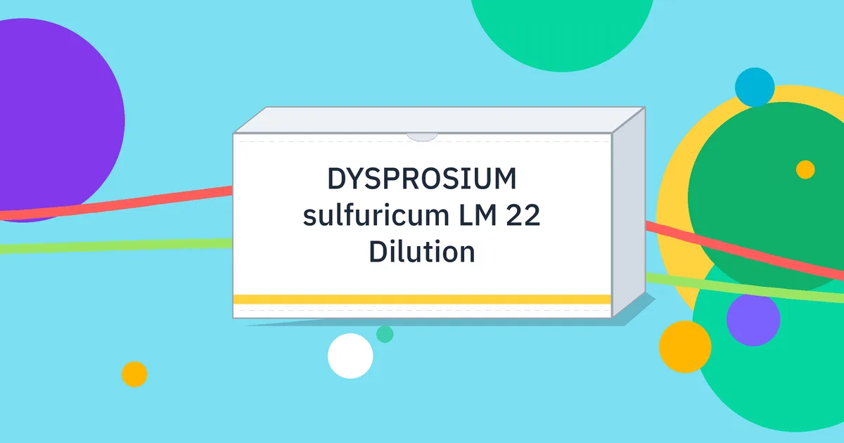 Symbolbild: Packung mit der Aufschrift DYSPROSIUM sulfuricum LM 22 Dilution (PZN 13468058) – Verfügbarkeit und Bezug in Apotheken in Frankfurt am Main