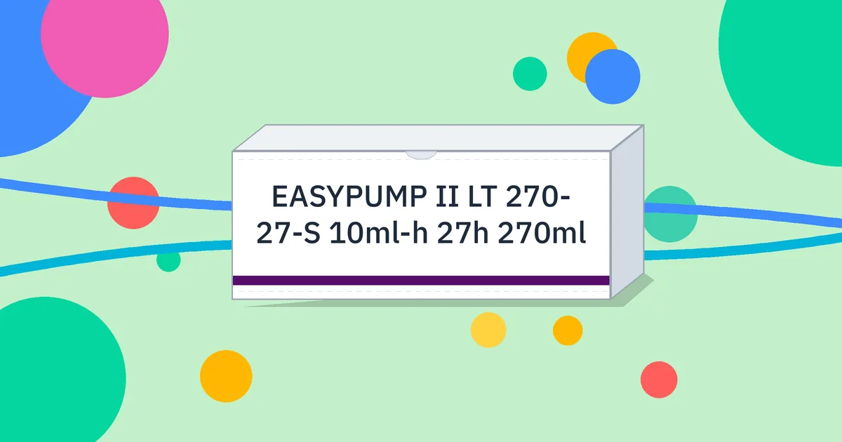 Symbolbild: Packung mit der Aufschrift EASYPUMP II LT 270-27-S 10ml-h 27h 270ml (PZN 09390770) – Verfügbarkeit und Bezug in Apotheken in Frankfurt am Main
