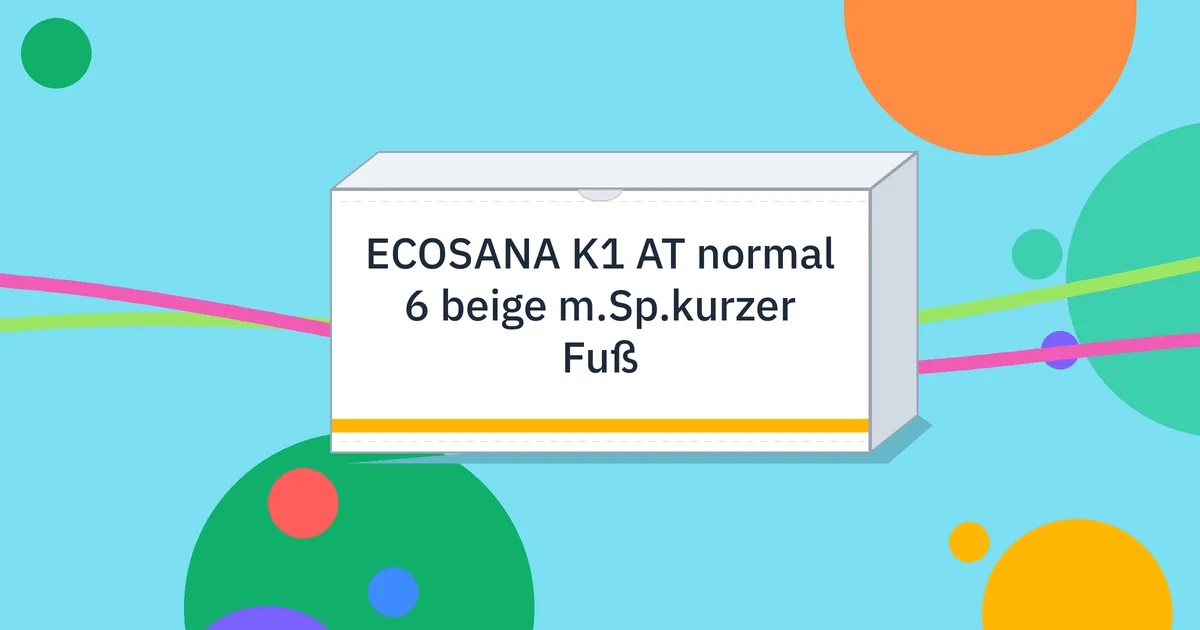Symbolbild: Packung mit der Aufschrift ECOSANA K1 AT normal 6 beige m.Sp.kurzer Fuß (PZN 04732177) – Verfügbarkeit und Bezug in Apotheken in Frankfurt am Main