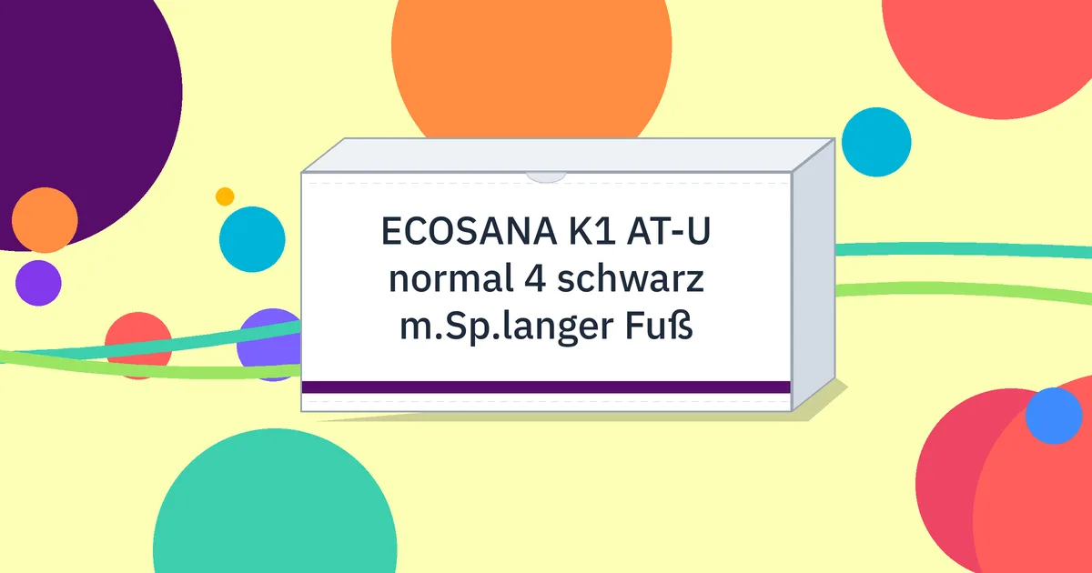 Symbolbild: Packung mit der Aufschrift ECOSANA K1 AT-U normal 4 schwarz m.Sp.langer Fuß (PZN 04733952) – Verfügbarkeit und Bezug in Apotheken in Frankfurt am Main