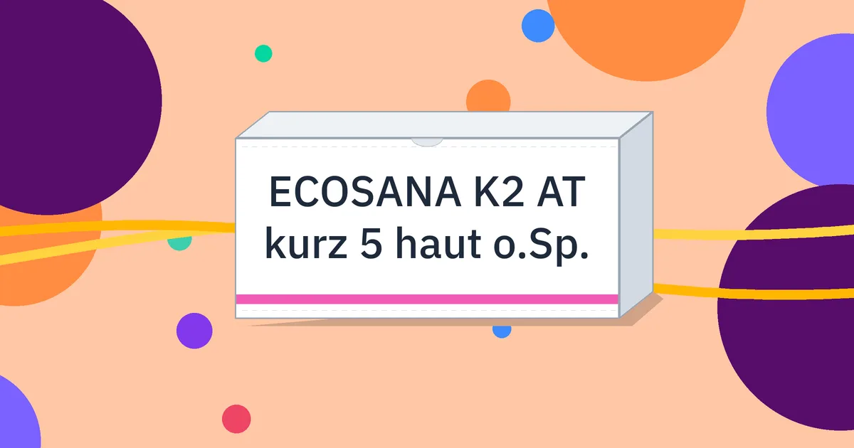 Symbolbild: Packung mit der Aufschrift ECOSANA K2 AT kurz 5 haut o.Sp. (PZN 01565879) – Verfügbarkeit und Bezug in Apotheken in Frankfurt am Main
