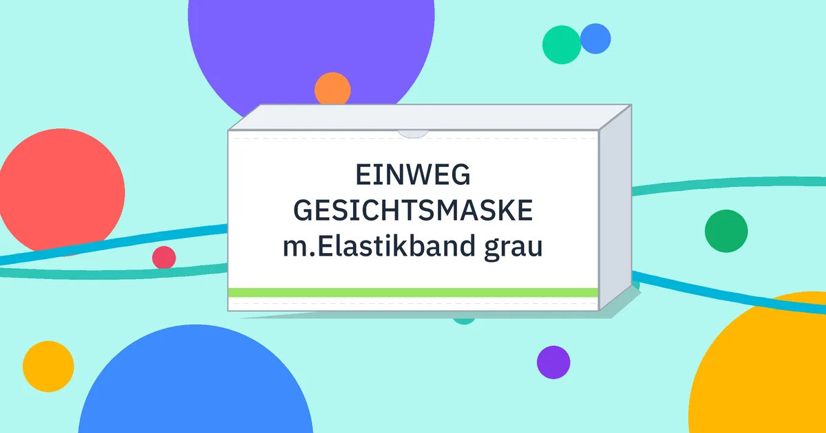 Symbolbild: Packung mit der Aufschrift EINWEG GESICHTSMASKE m.Elastikband grau (PZN 17174359) – Verfügbarkeit und Bezug in Apotheken in Frankfurt am Main