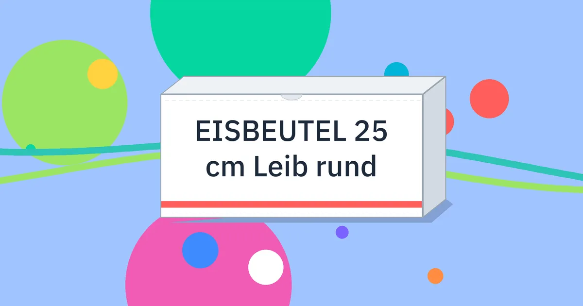 Symbolbild: Packung mit der Aufschrift EISBEUTEL 25 cm Leib rund (PZN 01726503) – Verfügbarkeit und Bezug in Apotheken in Frankfurt am Main